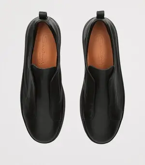 Santoni Leather Slip-on Sneakers - Black