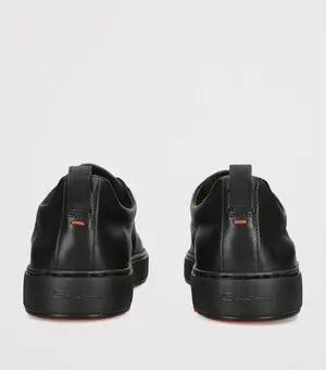 Santoni Leather Slip-on Sneakers - Black