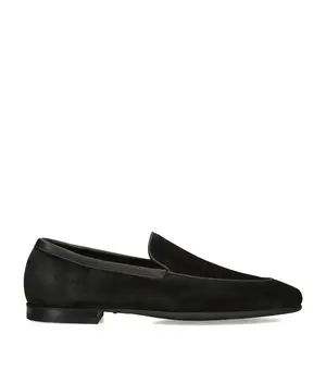 John Lobb Suede Tyne Ii Loafers - Black