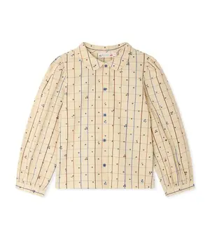 Bonpoint Cotton Check Blouse - Beige