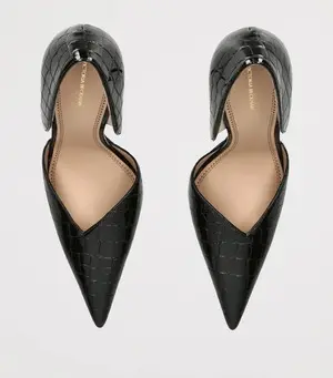 Victoria Beckham Patent Leather Croc Effect D'orsay Stiletto Pumps