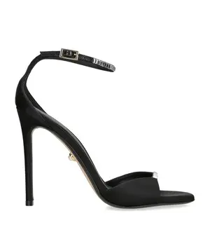 ALEVI MILANO Satin Ninel Xtal Heeled Sandals 110 - Black