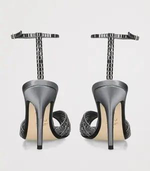 ALEVI MILANO Satin Penelope Xtal Heeled Sandals 95 - Grey