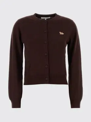Maison Kitsuné Embroidered Logo Crewneck Cardigan - Brown