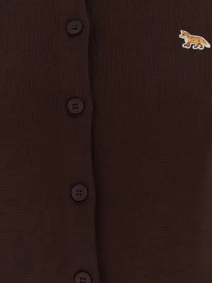 Maison Kitsuné Embroidered Logo Crewneck Cardigan - Brown