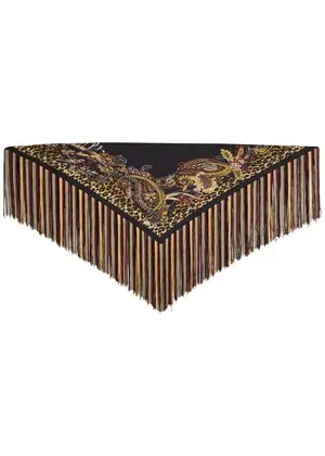 Etro Printed Fringed Silk Scarf