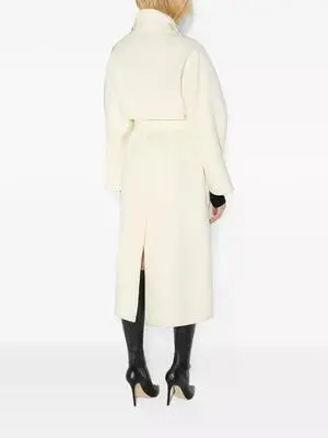 Elisabetta Franchi Wool Double Cloth Coat - Neutrals