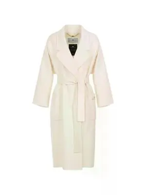 Elisabetta Franchi Wool Double Cloth Coat - Neutrals