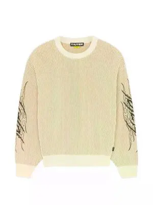 IUTER Ribbed-knit Graphic-print Sweater - Neutrals