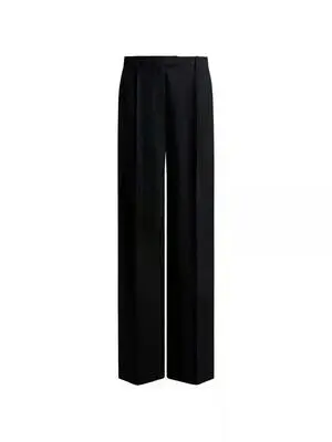 12 STOREEZ Pleated Wide-leg Trousers - Black
