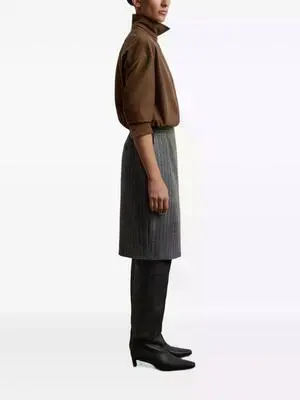 12 STOREEZ Pinstripe Front-slit Skirt