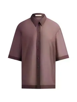 12 STOREEZ Short-sleeve Semi-sheer Shirt - Brown