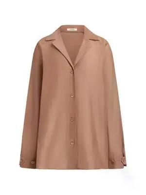 12 STOREEZ Raglan-sleeve Notched-collar Shirt - Neutrals
