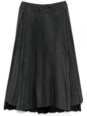 Plan C Plissé Midi Skirt - Black