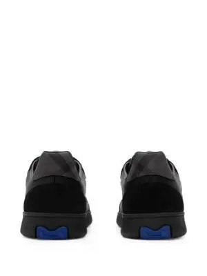 Burberry Sneakers In Leather And Suede With Signature Check Detail - Black