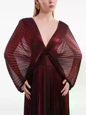 GEMY MAALOUF Pleated V-neck Maxi Dress