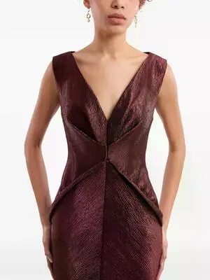 GEMY MAALOUF Sculpted V-neck Maxi Dress