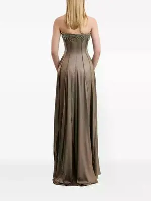 GEMY MAALOUF Bead-embellished Strapless Maxi Dress