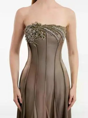 GEMY MAALOUF Bead-embellished Strapless Maxi Dress