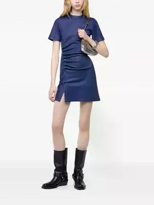 Rabanne Ruched Snap-button Mini Dress - Blue