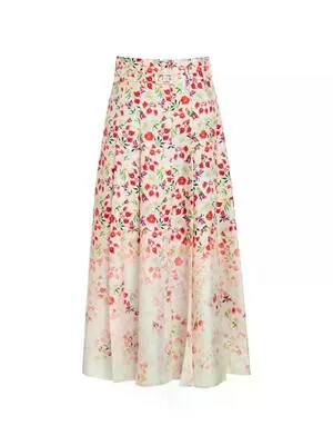 Gabriela Hearst Floral Print Midi Skirt - Neutrals