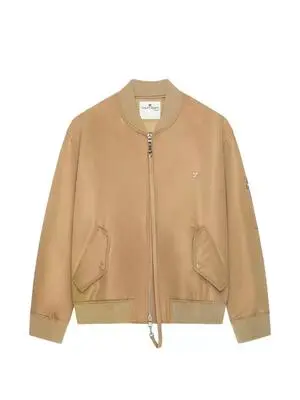 COURREGES Logo Embroidered Bomber Jacket - Neutrals