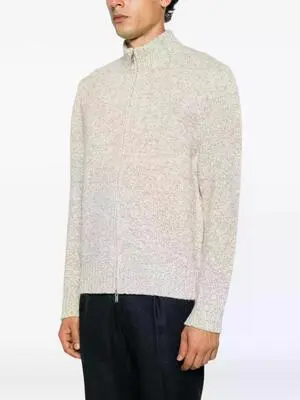 LARDINI Zip-up Marl-knit Cardigan