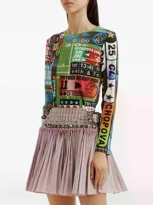 CHOPOVA LOWENA Graphic Print Mesh Top