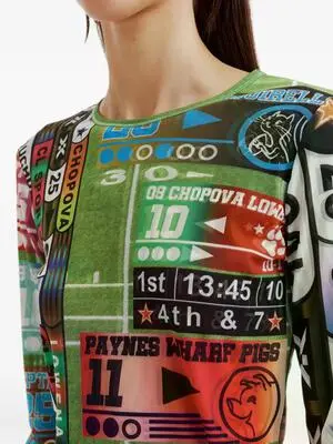 CHOPOVA LOWENA Graphic Print Mesh Top