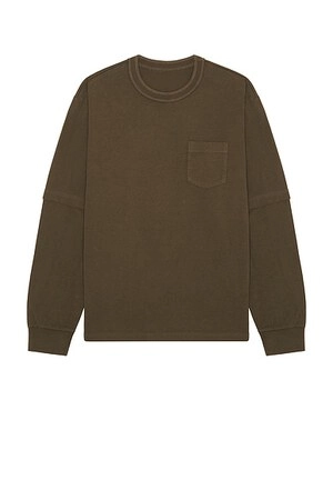 Sacai Cotton Jersey Long Sleeve T-shirt - Brown
