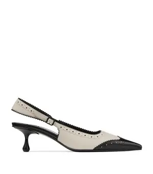 JIMMY CHOO Amel 50 Leather Slingback Pumps - Black