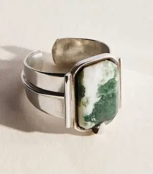 FYR Sterling And Moss Agate Aida Ring