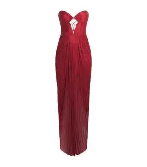 MARIA LUCIA HOHAN Silk Strapless Naima Gown - Red