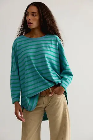 We The Free Two Sense Striped Long Sleeve Top - Blue