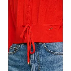 Sandro Pointelle-knit Wool-blend Cardigan - Red