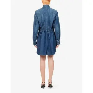 Valentino Garavani Denim Midi Dress With Polka Dot Tie