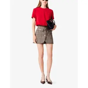 Maje Logo Embroidered Relaxed-fit Cotton-jersey T-shirt - Red