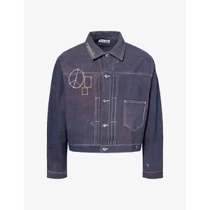 STORY MFG. Friday Embroidered Cotton Jacket - Blurple Zig Zag