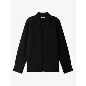 Sandro Zipped Regular-fit Stretch-woven Shirt - Black