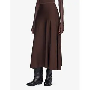Sandro Flared Sheer-effect Woven Maxi Skirt