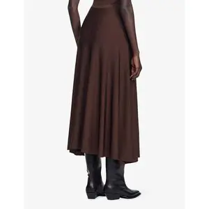 Sandro Flared Sheer-effect Woven Maxi Skirt