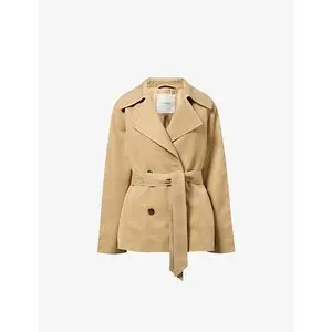 Varley Cropped Lyocell-blend Trench Jacket - Light Tan