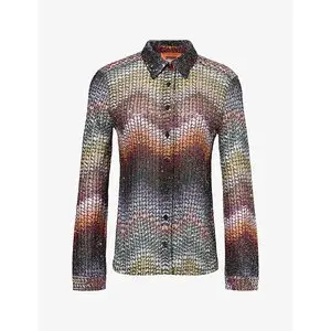 Missoni Long-sleeve Metallic-knit Shirt - Multi Dark