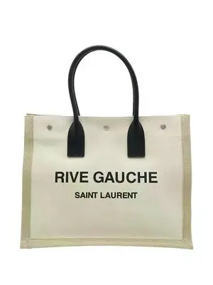 Saint Laurent Rive Gauche Small Canvas Tote Bag - Neutrals