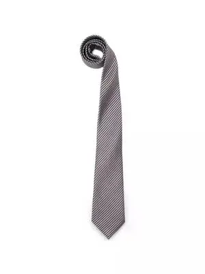 Giorgio Armani Diagonal Stripe Silk Neck Tie - Grey