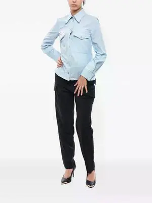 Stella McCartney Linen-blend Shirt With Side Slits - Blue