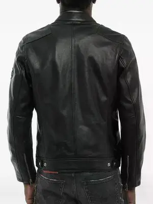 DIESEL® Embossed Logo Leather Jacket - Black