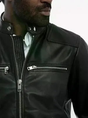 DIESEL® Embossed Logo Leather Jacket