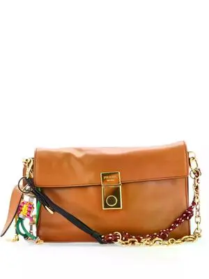 Prada Charms Soft Sound Bag Leather Small Crossbody Bag - Brown