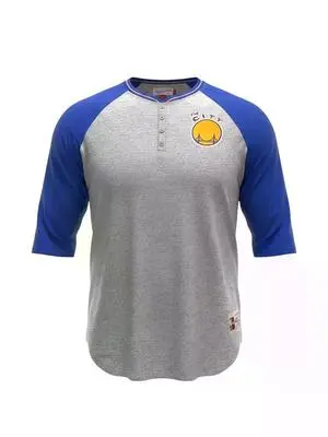 Mitchell & Ness Nba Golden State Warriors Henley T-shirt - Grey